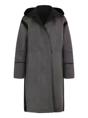 MOORER Hooded Cashmere Coat - Grey