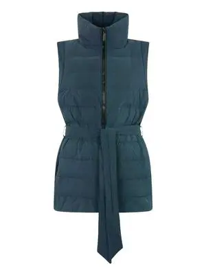 MOORER Belted Puffer Gilet - Blue