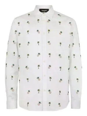 Dsquared2 Pineapples Palms Embroidery Shirt - White