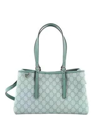 Gucci Emblem Gg Coated Canvas Small Tote Bag - Green