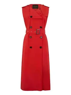 MOORER Buttoned Belted Coat - Red