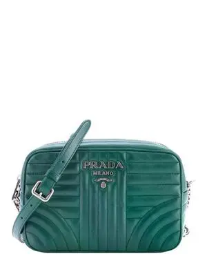 Prada Diagramme Quilted Leather Camera Bag - Green