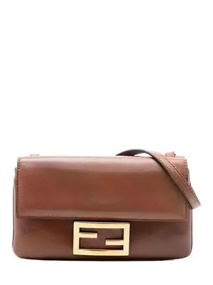 Fendi Leather Duo Baguette Crossbody Bag - Brown