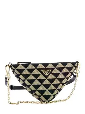 Prada Symbole Triangle Jacquard Mini Shoulder Bag - Brown