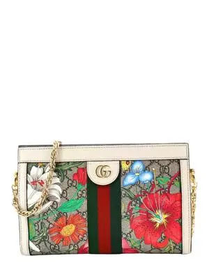 Gucci Ophidia Chain Shoulder Bag Flora Gg Coated Canvas Small - Brown