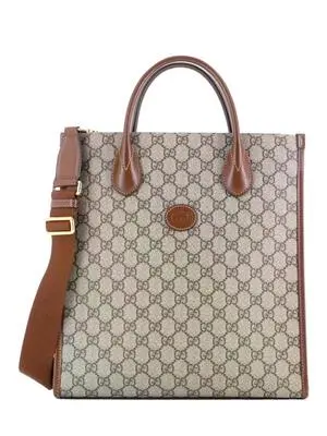 Gucci Interlocking G Gg Coated Canvas Vertical Tote Bag - Brown