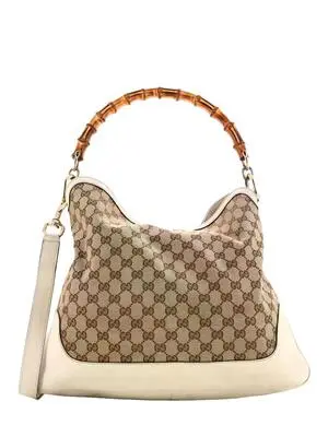 Gucci Diana Bamboo Gg Canvas Shoulder Bag - Brown