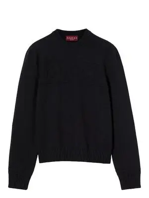Gucci Knit Cotton Wool Sweater With Intarsia Black