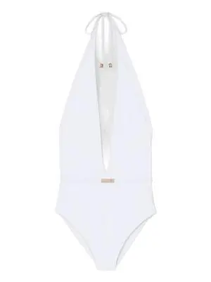 Gucci Jersey Bodysuit With Metal Tag - White