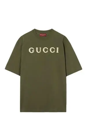 Gucci Cotton Jersey T-shirt With Embroidery - Green