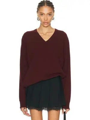 MAISON MARGIELA V-neck Virgin Wool Sweater - Burgundy