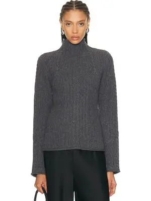 Helmut Lang Cable Knit Turtleneck Sweater - Charcoal