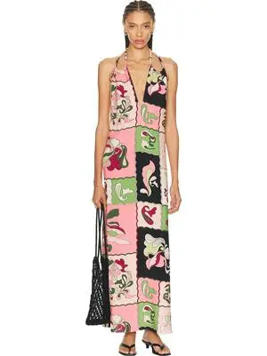 ADRIANA DEGREAS Inamorata Straps Maxi Dress - Pink