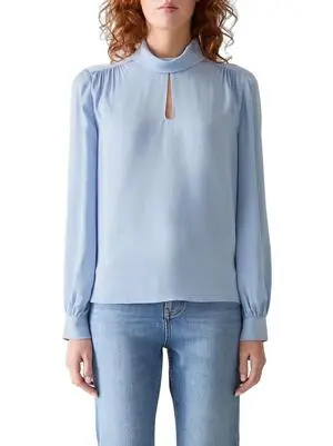 LK BENNETT Sally Cowl Neck Top - Blue