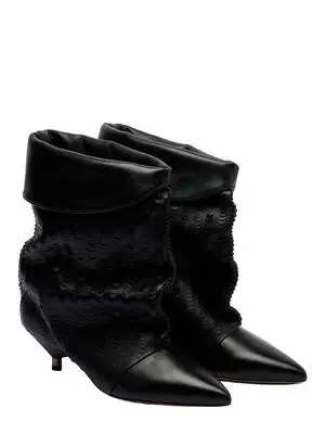 Isabel Marant Edrika 45 Laser-cut Leather Ankle Boots - Black
