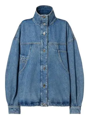 Attico Oversized Denim Bomber Jacket - Blue