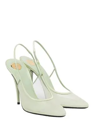 Saint Laurent Anita 110 Mesh Slingback Pumps - Green