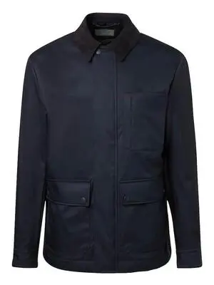 Canali Suede-trimmed Blouson Jacket - Blue