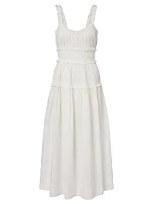 DÔEN Marianne Ruffled Cotton Poplin Midi Dress - White