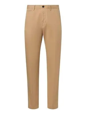 SLOWEAR Slim Fit Cotton And Linen Pants - Brown