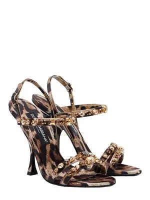 Dolce & Gabbana Keira 2.0 105 Leopard-print Satin Sandals - Multicoloured