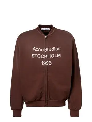 Acne Studios Logo Printed Zip-up Sweatshirt - Brown