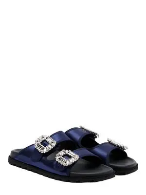 ROGER VIVIER Slidy Viv' Satin Sandals - Blue