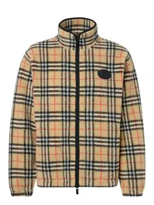 Burberry Check Wool-blend Zip-up Jacket - Beige