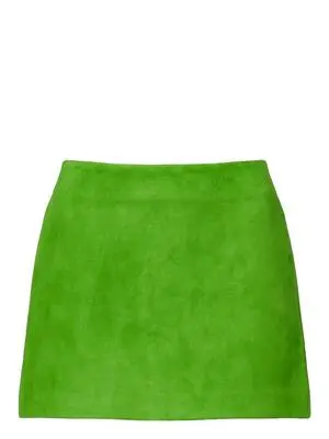 Staud Crest Suede Mini Skirt - Green