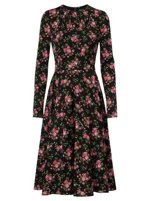Dolce & Gabbana Floral Silk-blend Midi Dress - Black