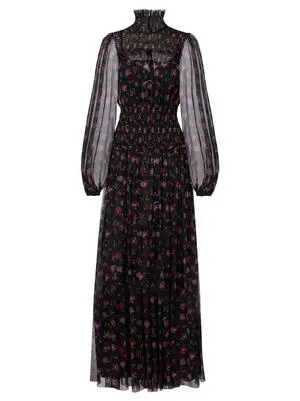 Dolce & Gabbana Floral Silk Chiffon Maxi Dress - Black