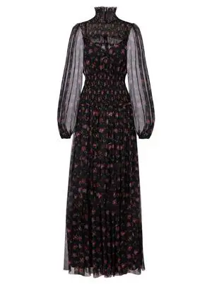 Dolce & Gabbana Floral Silk Chiffon Maxi Dress - Black
