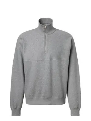 JIL SANDER Cotton Terry Half-zip Sweatshirt - Grey