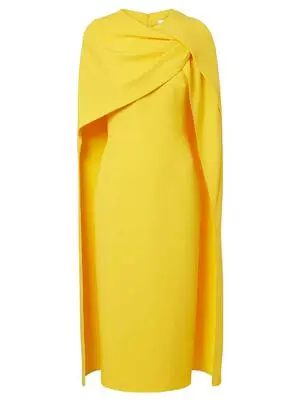 Safiyaa Oria Lupine Caped Crêpe Cocktail Dress - Yellow