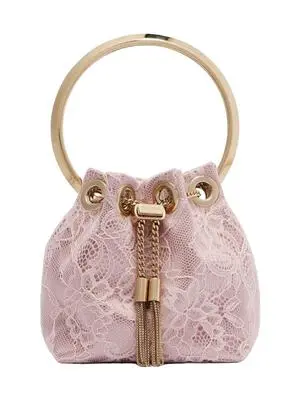 JIMMY CHOO Bon Bon Micro Satin And Lace Bucket Bag - Pink