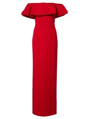 Safiyaa Ryan Ruffled Off-shoulder Crêpe Gown - Red