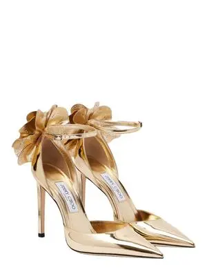 JIMMY CHOO Marja 100 Metallic Leather Pumps - Gold