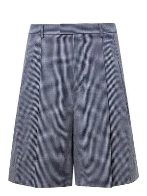Givenchy Checked Cotton Bermuda Shorts - Blue
