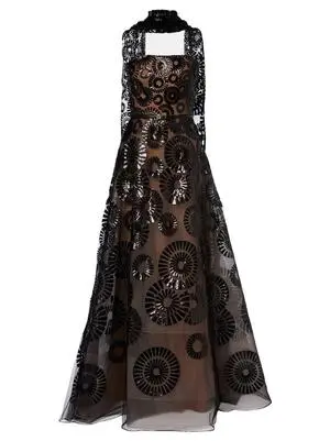 Elie Saab Scarf-detail Sequined Tulle Gown - Black