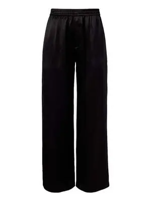 Saint Laurent Silk Satin Straight Pants - Black