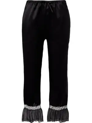 Saint Laurent Lace-trimmed Wide-leg Pants - Black