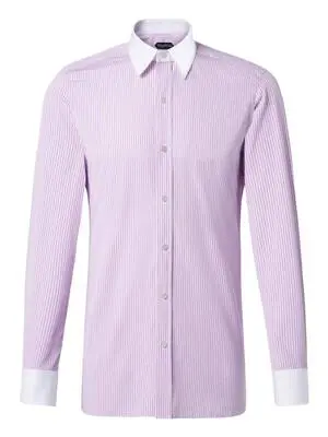 TOM FORD Striped Cotton Poplin Shirt - Pink