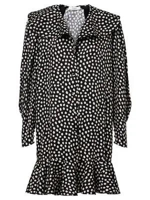 Chloé Polka-dot Silk Jacquard Minidress - Black