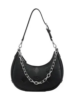 Mcm Aren Crescent Hobo Bag - Black