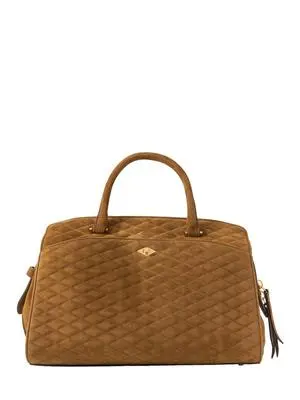METIER Private Eye Quilted Suede Tote - Brown
