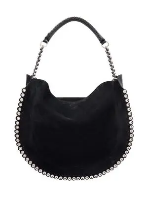 Isabel Marant Oskan Eyelet-embellished Suede Shoulder Bag - Black