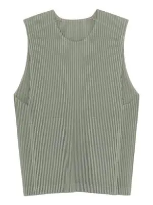 Issey Miyake Pleated Sleeveless Top - Green