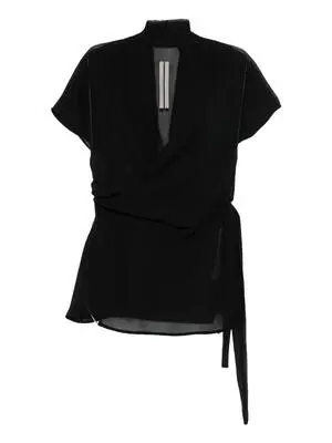 Rick Owens Silk Wrap Top - Black