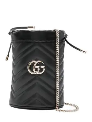 Gucci Gg Marmont Leather Mini Bucket Bag - Black