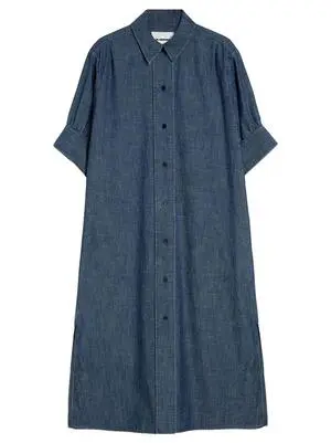 JIL SANDER Denim Cotton Chemisier Shirt Dress - Blue